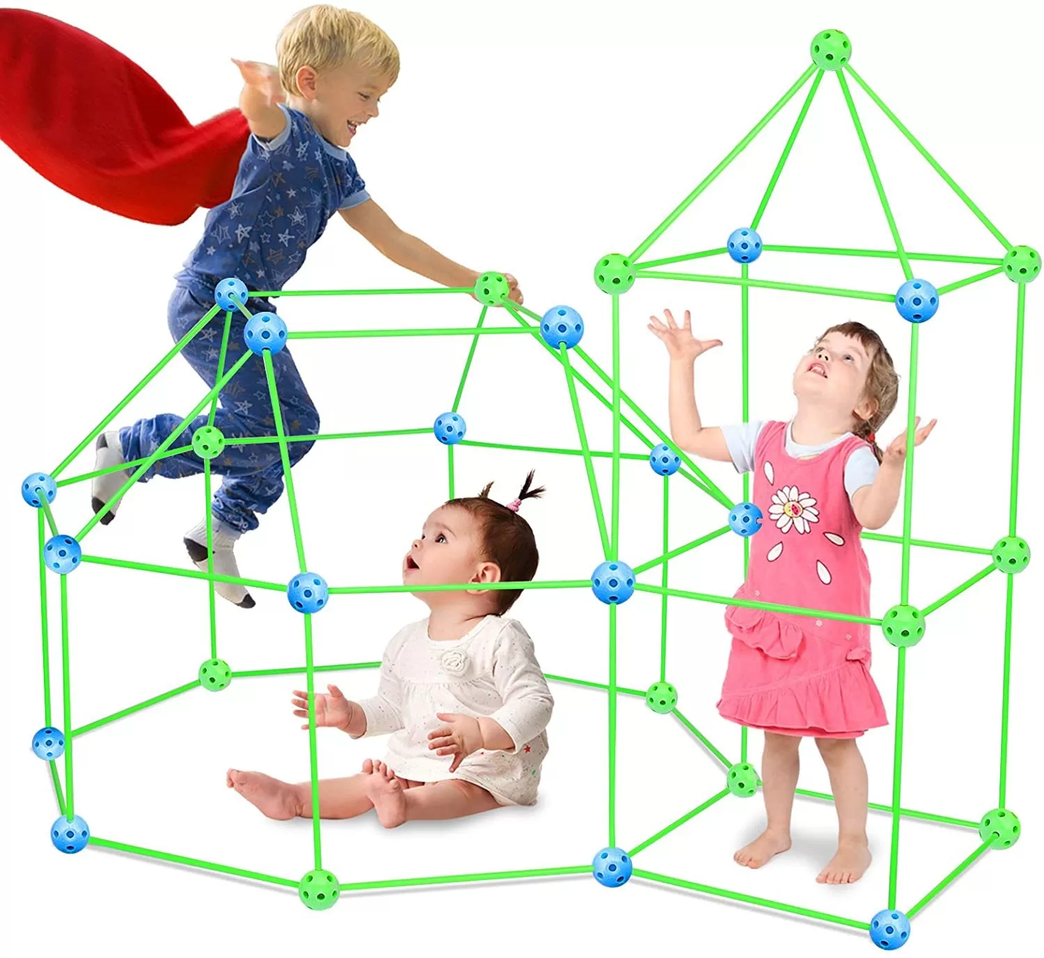 Children's Diy Bead Tent Fort Building Kit Toy Tent Building Blocks ...